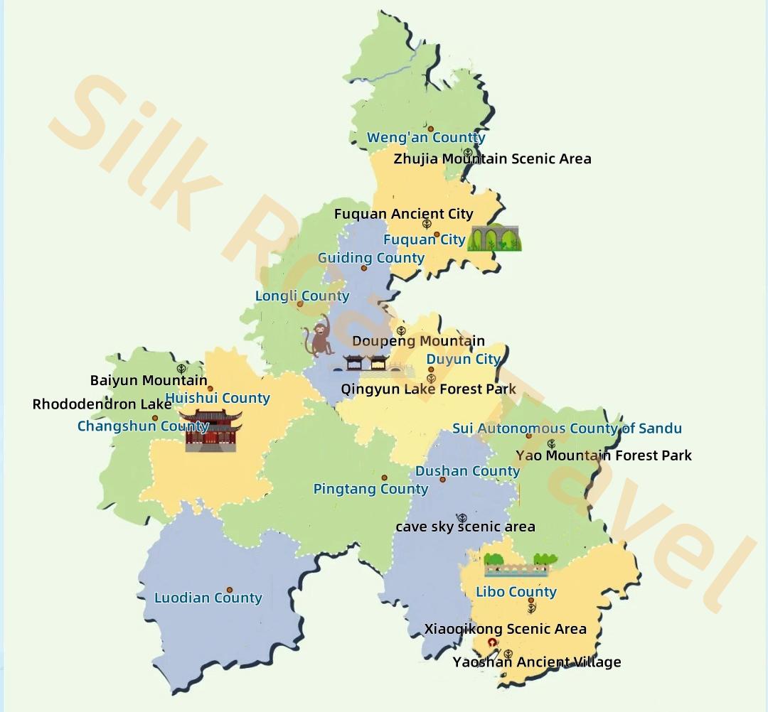 Guizhou Map, Guizhou China Map, Guizhou Tourist Map-Silk Road Travel