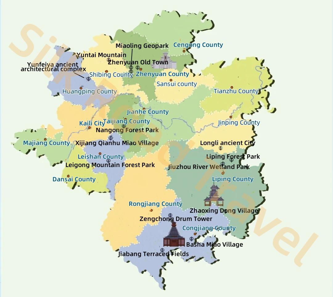 Guizhou Map, Guizhou China Map, Guizhou Tourist Map-Silk Road Travel