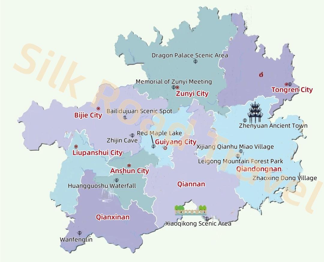 Guizhou Map, Guizhou China Map, Guizhou Tourist Map-Silk Road Travel