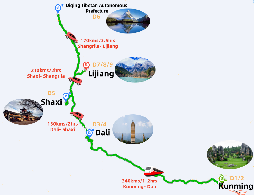 9 Days Yunnan Tour to Lijiang, Shangri-La and Dali Kunming - Dali - Shaxi - Shangri-La - Lijiang